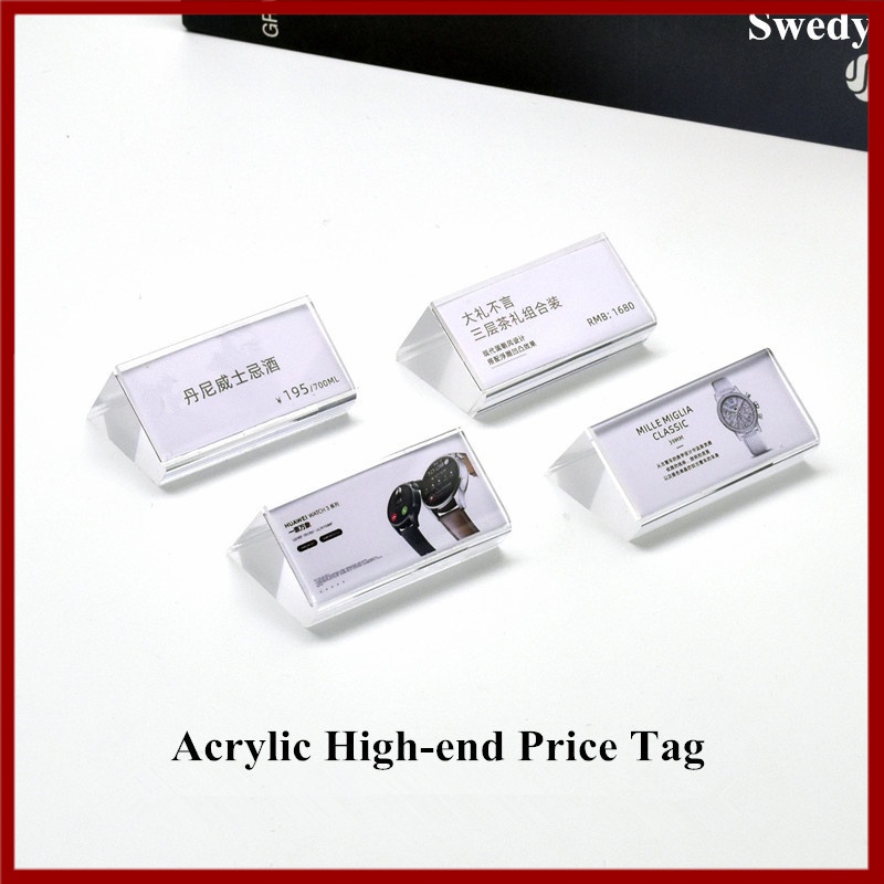 50x25mm Mini Slanted Clear Acrylic Price Tag Holder Display Stands ...