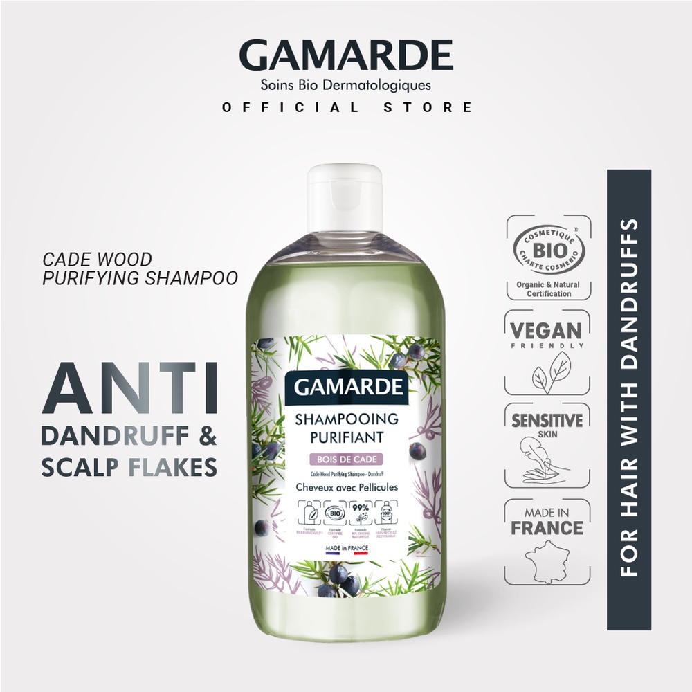 GAMARDE Organic Anti Dandruff Shampoo 500ml with Cade Wood, Deep Cleanse & Purify Hair & Scalp ...