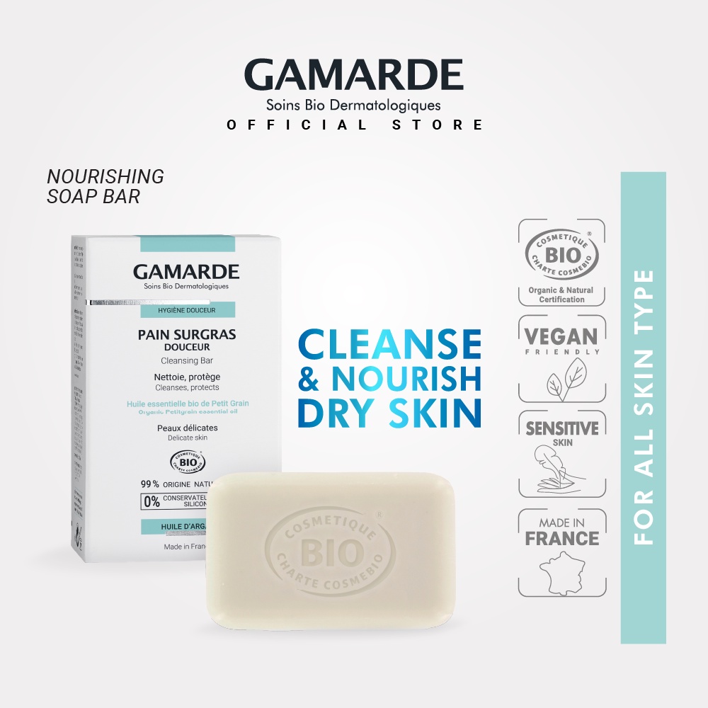 GAMARDE Organic Nourishing Soap Bar 100g, Cleansing & Moisturizing Dry ...