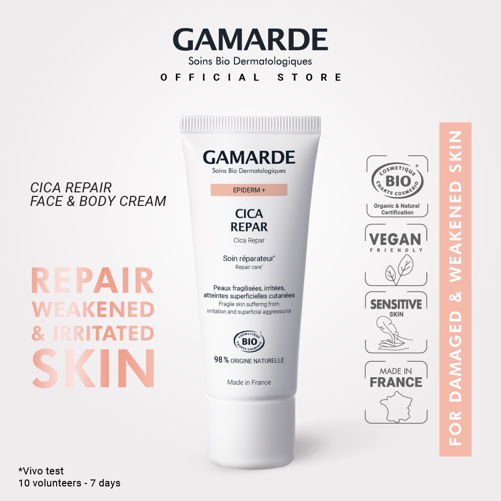 GAMARDE EPIDERM+ Organic Face & Body Regenerating Cica Cream 40ml, Repairing For Damaged ...