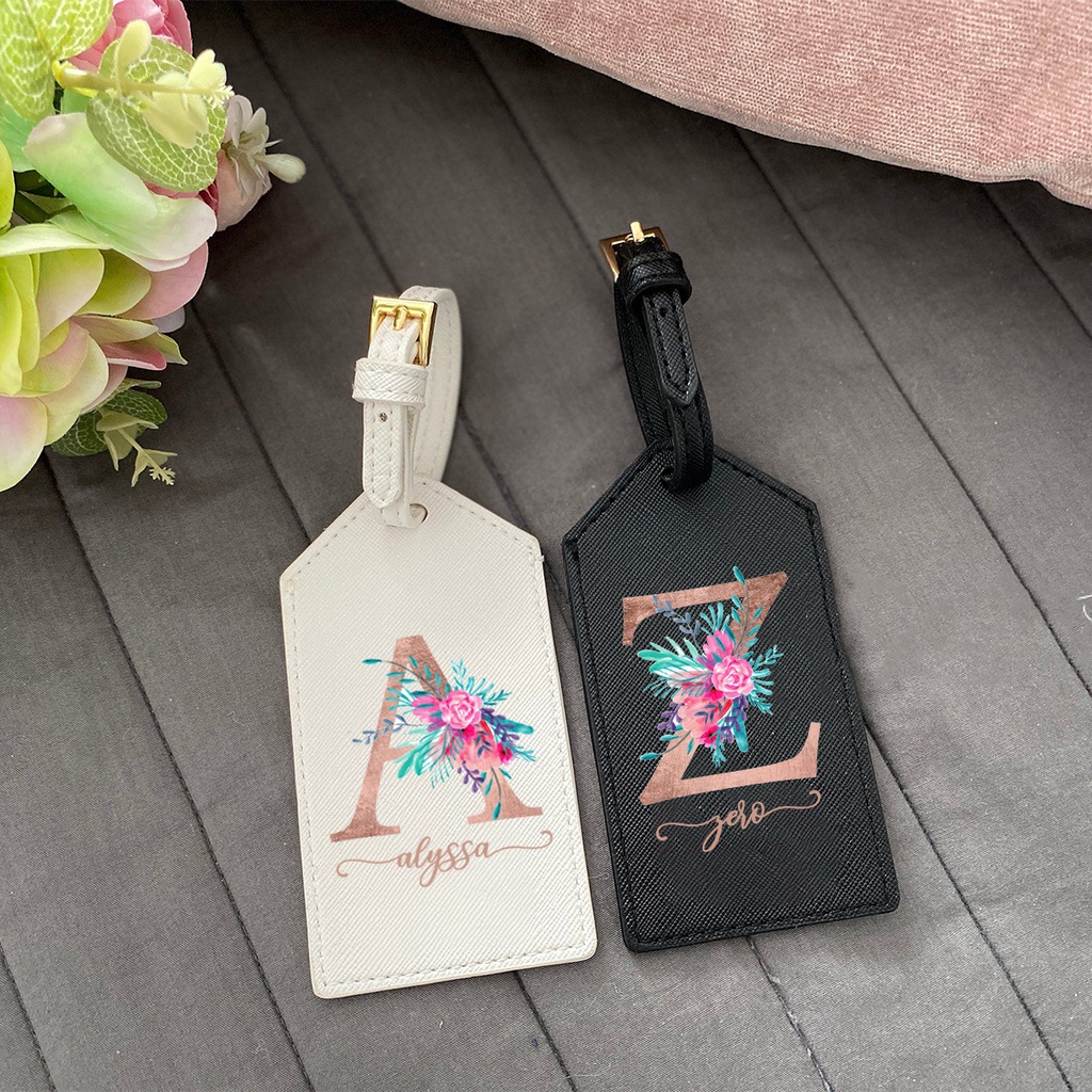 Personalised PU Leather Luggage Tag Custom Suitcase Tag Travel Bag Label Tag Suitcase Identify ...