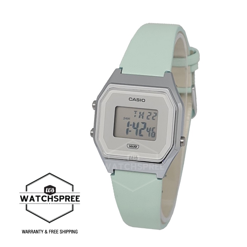 Casio Ladies' Digital Mint Green Leather Strap Watch LA680WEL-3D LA680WEL-3 | Shopee Singapore