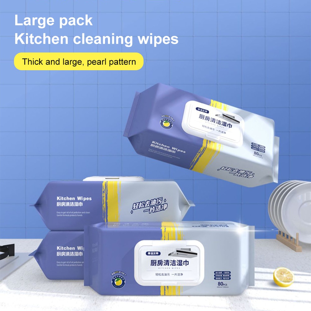 80pcs/pack Kitchen Wipes Disposable Wet Wipes for Heavy Oil Cleaning ...