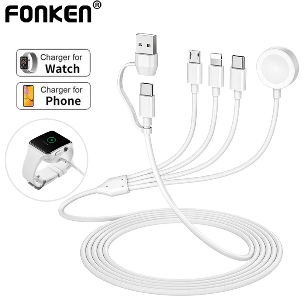 Fonken 6 In 1 A-pple Watch Charger I-Watch Charing Cable Multi USB Type ...