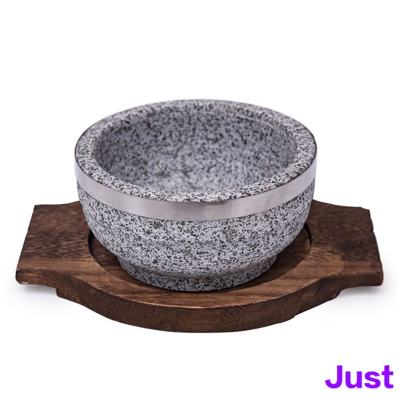 Traditional Korean Dolsot Bibimbap Natural Stone Bowl with Wooden ...