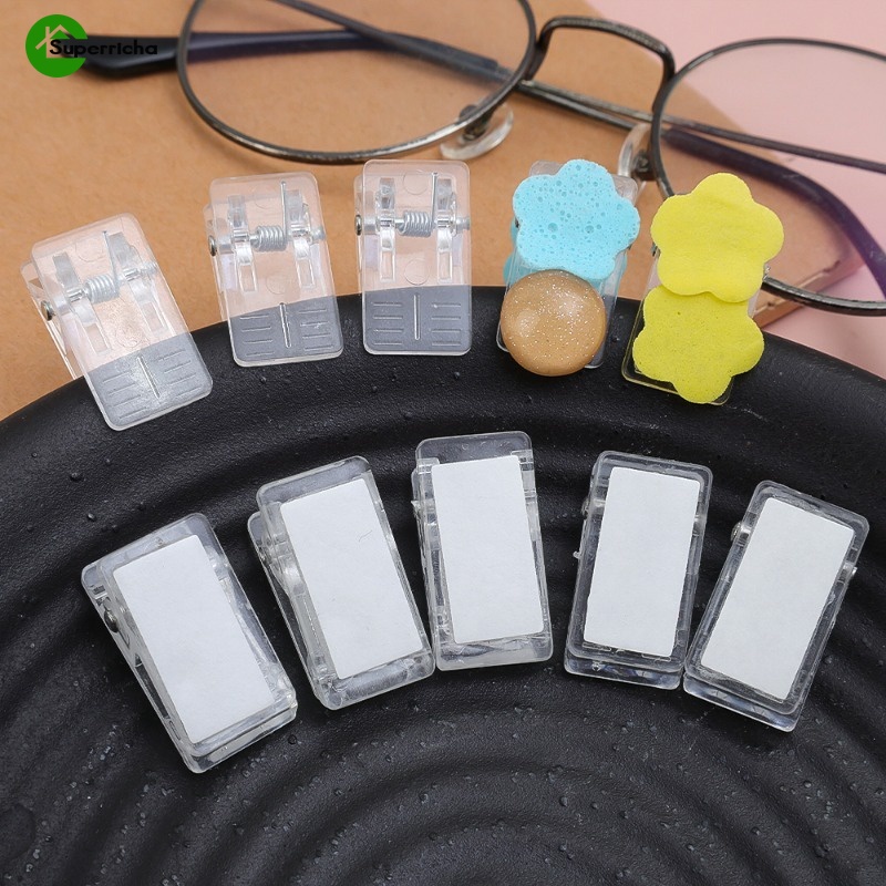Plastic ID Badge Fixed Clip / Transparent Double Side Adhesive Spring ...