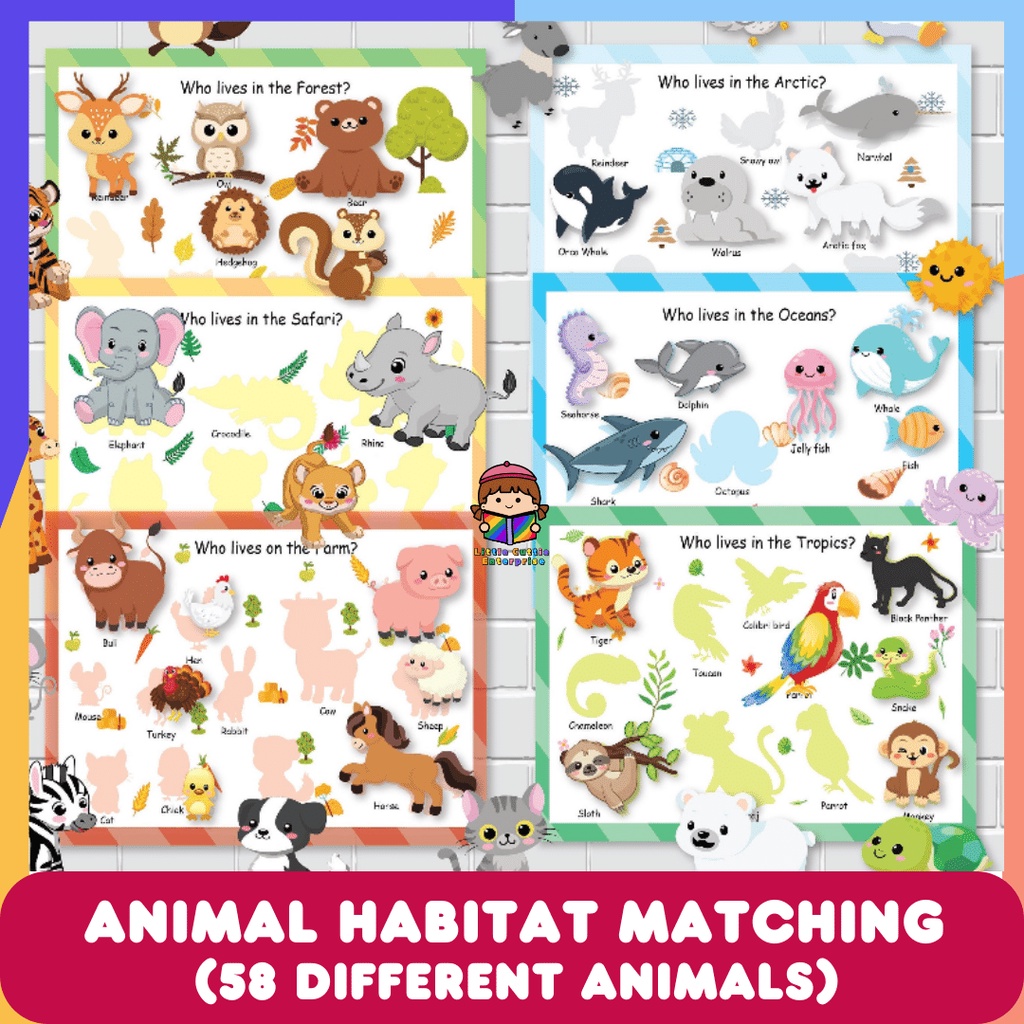 Animal Habitat Matching Busy Book for Toddlers Montessori Preschool ...