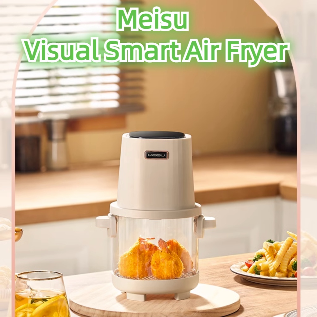 Meisu Visual Air Fryer 1.8L Mini Transparent Glass Smart Fryer Oven EMS ...