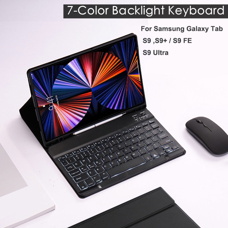 Backlit Keyboard Case for Samsung Galaxy Tab S10 S10 FE S10 FE+ S10+ S7 ...