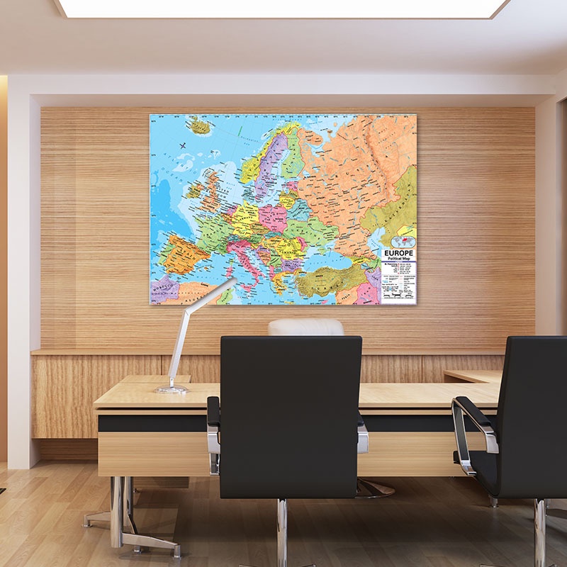 POSSBAY English Europe Map Political Distribution Map Wall Art Canvas ...