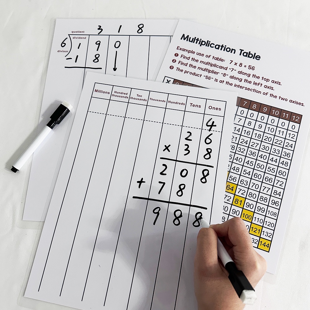 Dry Erase Multiplication Table Chart for Kids Toddelrs Oral ...