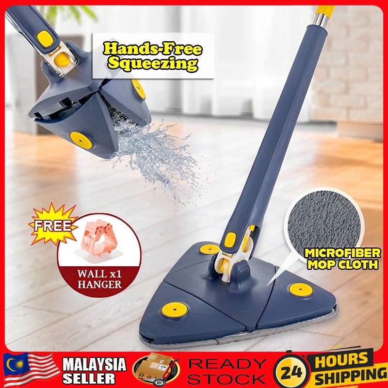 Hands Free Squeeze Triangle Mop With Free Wall Hanger 360 Rotatable For ...