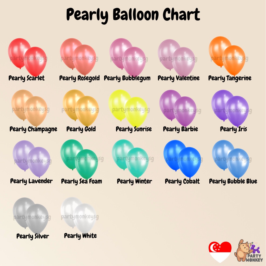 [SG Instock] 12inch Latex Pearly Balloon Metallic Confetti Helium Grade ...