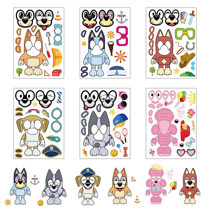 6PCS Anime Cartoon Dog Bluey&Bingo Family and Friends DIY Puzzle ...