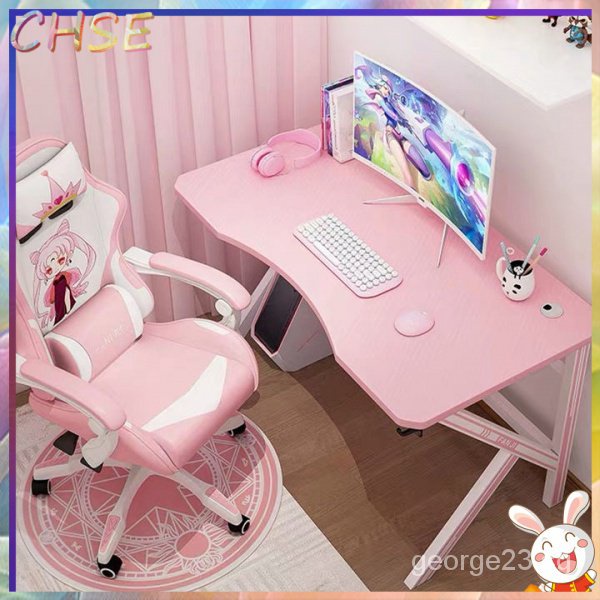 Gaming Table Pink Desktop Computer Desk White Household Simple Writing ...
