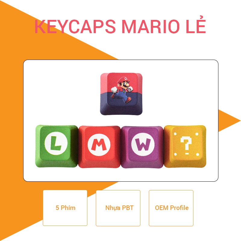 Set of 5 odd keys Mario keycaps | Oem Profile | Pbt plastic Keycaps ...