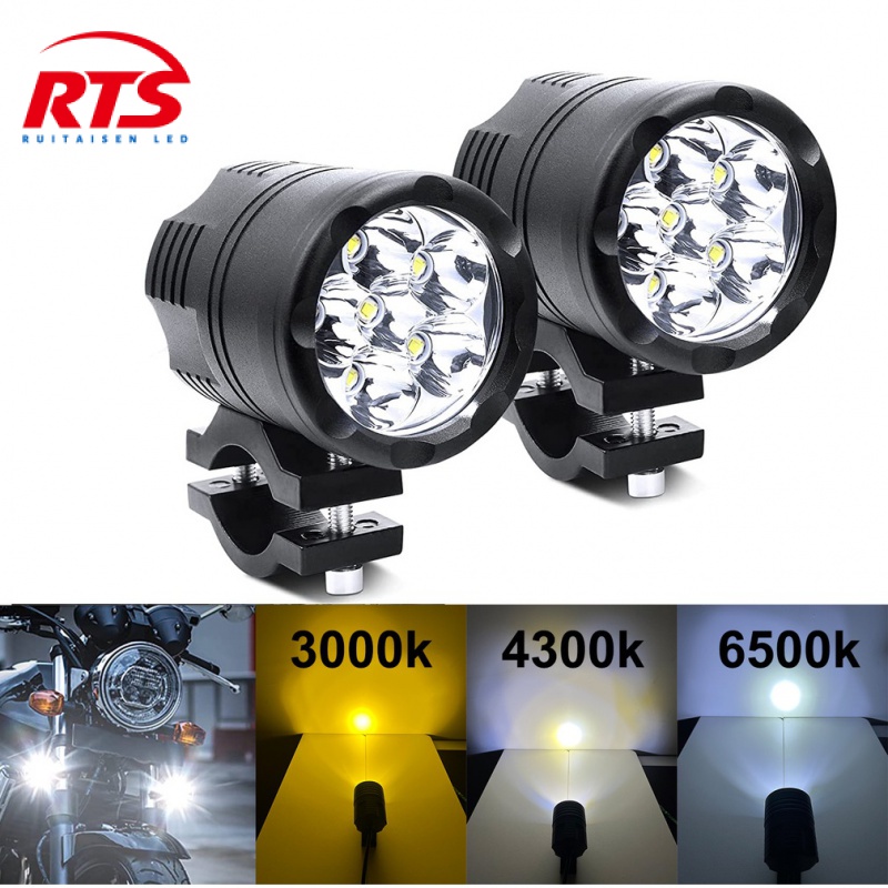 Motorcycle Spotlight LED Headlights Yellow White 3000k 6000K Auxiliary ...