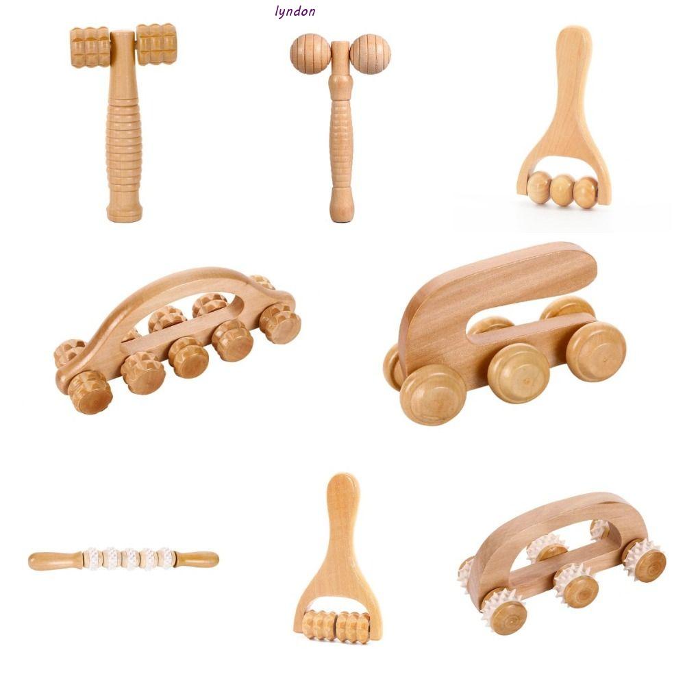 LYNDON Wooden Massage Roller, Household Handheld Muscle Roller Sticks ...