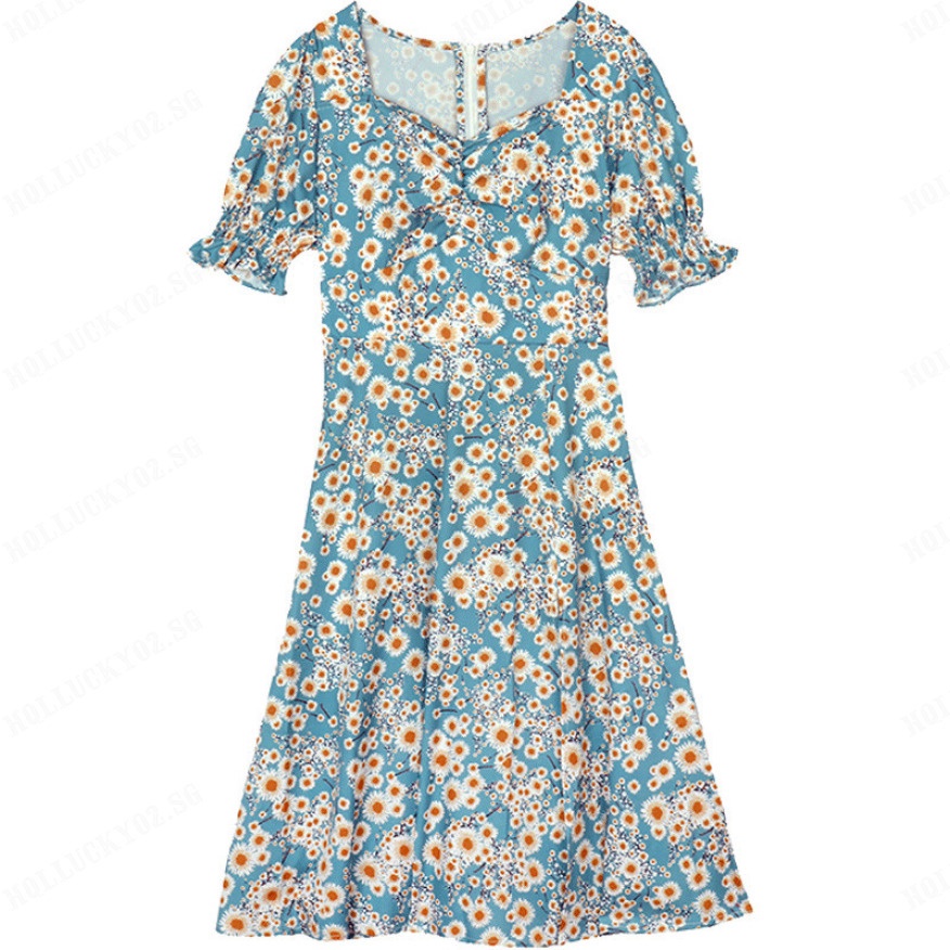 Platycodon Floral Floral Dress One Step Split Design French Retro ...