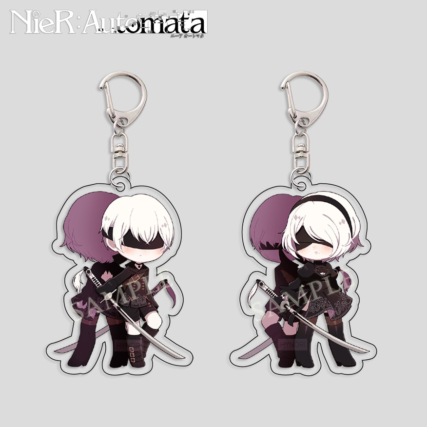 2B 9S NieR:Automata Anime Game keychain with clear 2-sided character ...