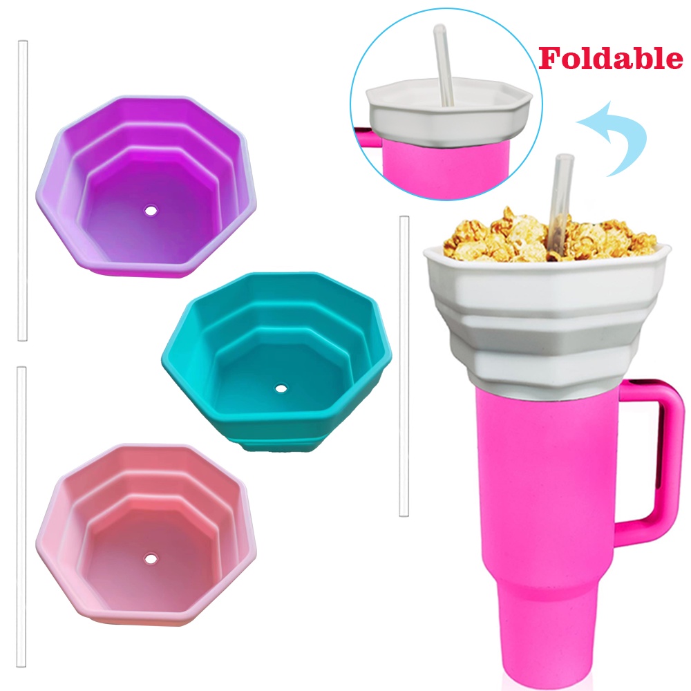 Snack Tray for Stanley Cup 40 oz with Handle, Silicone Snack Container ...