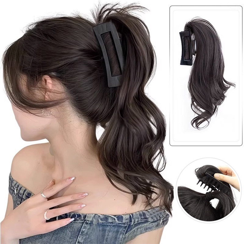 Fashion High Curly Ponytail Wig with Black Clip Women's Curly Hair ...
