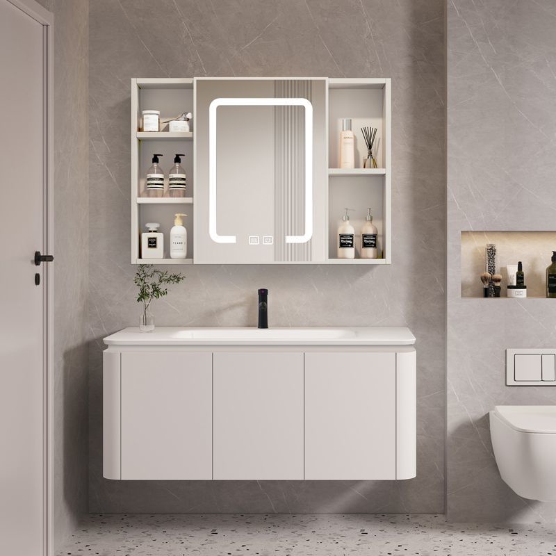 Vanity Cabinet Cream Wind Space Aluminum Rounded Bathroom Cabinet ...