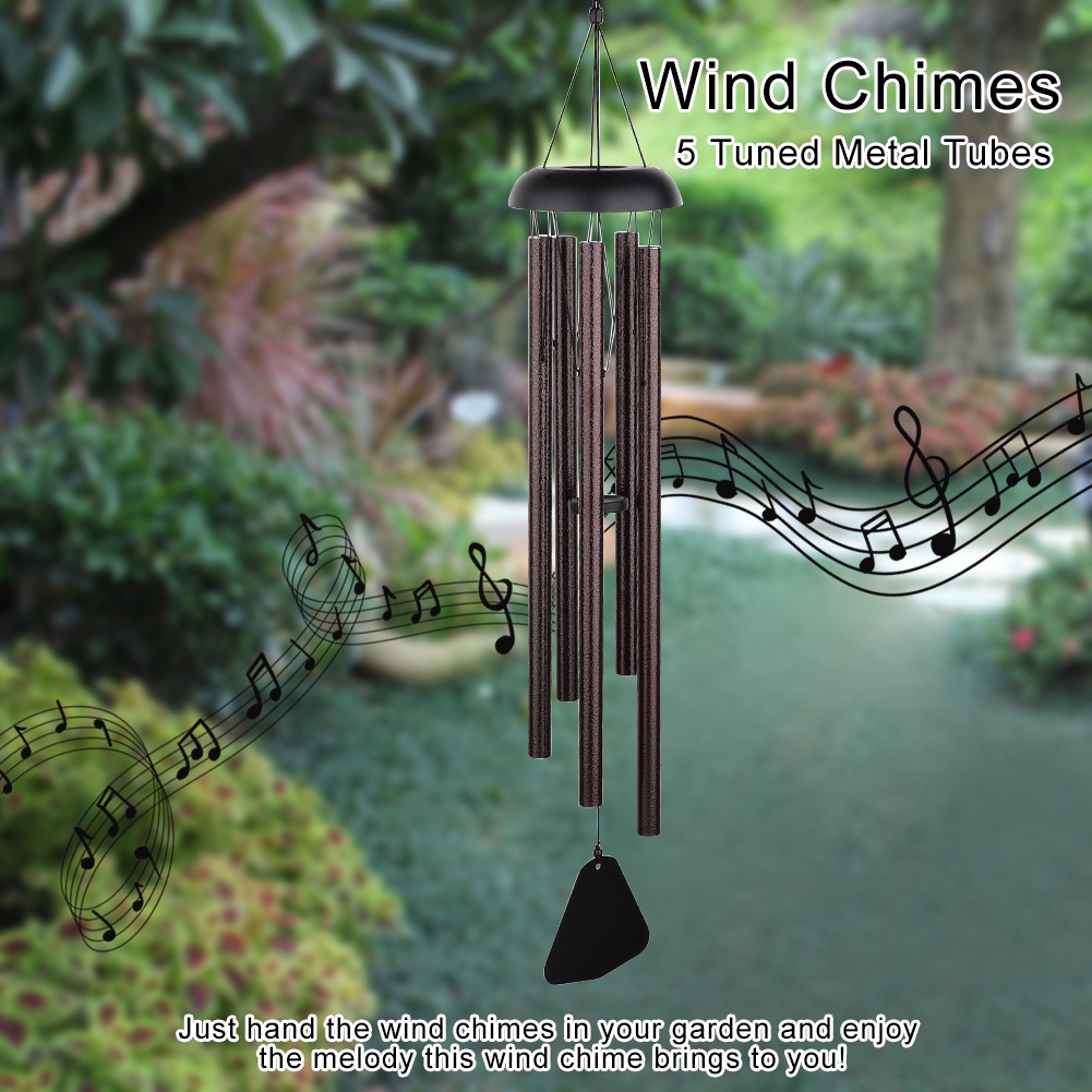 5 Tuned Metal Tubes Wind Chimes Outdoor Amazing Grace Music Sound ...