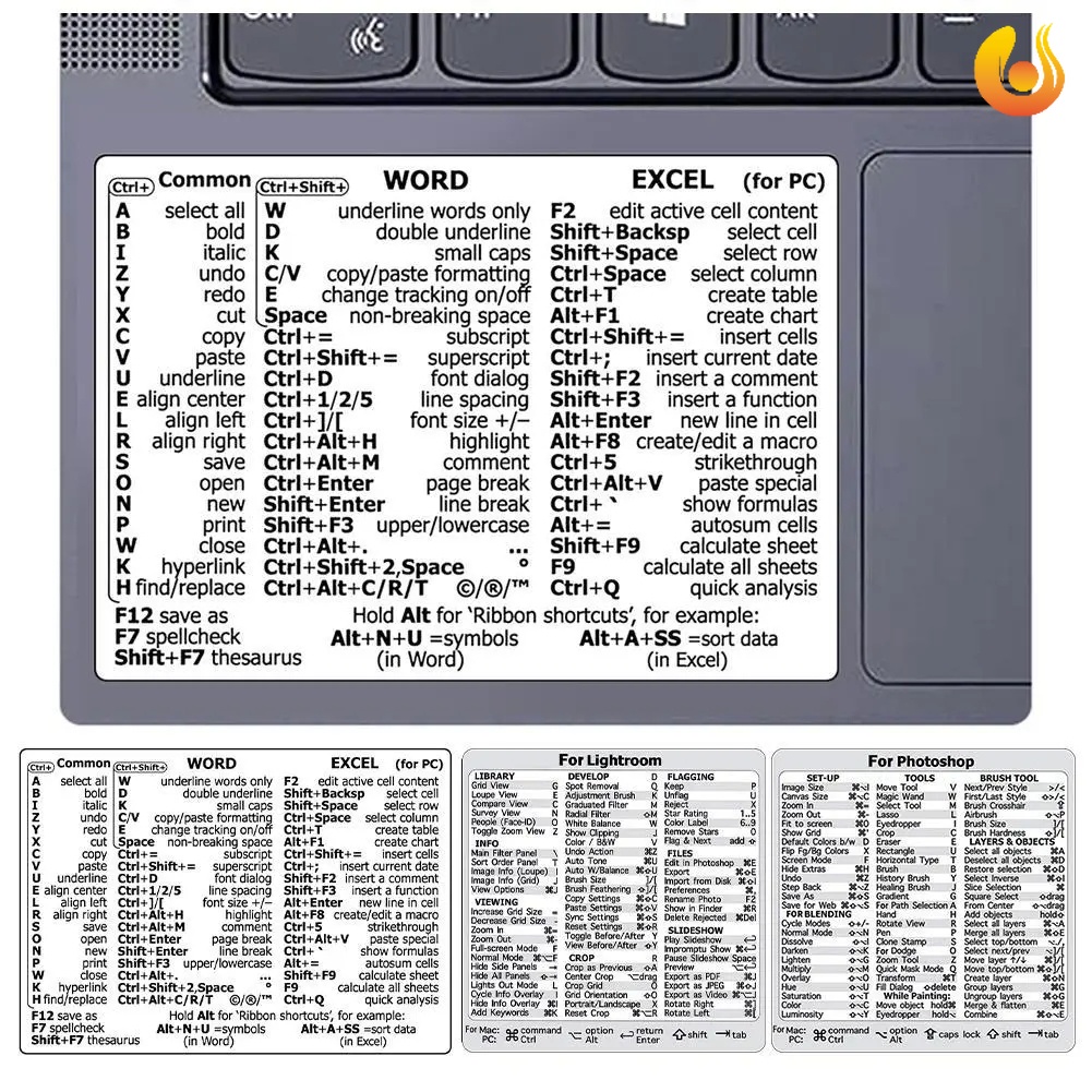 Color Computer Reference Keyboard Shortcut Sticker/ Universal Shortcut ...