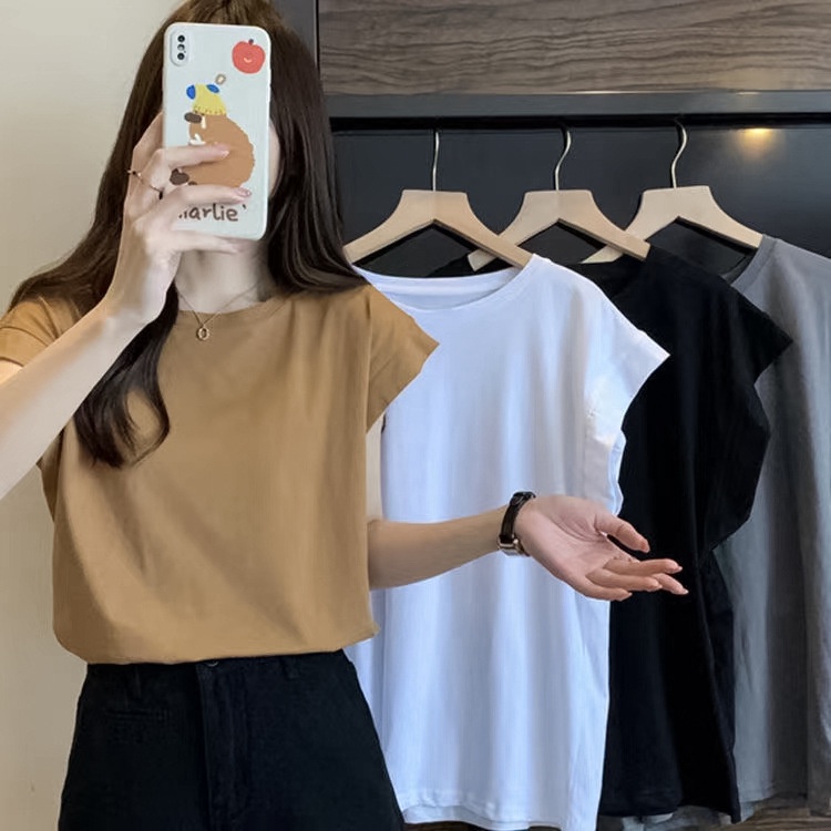 【WJZ】Women's Korean fashion loose solid color design flying sleeve ...