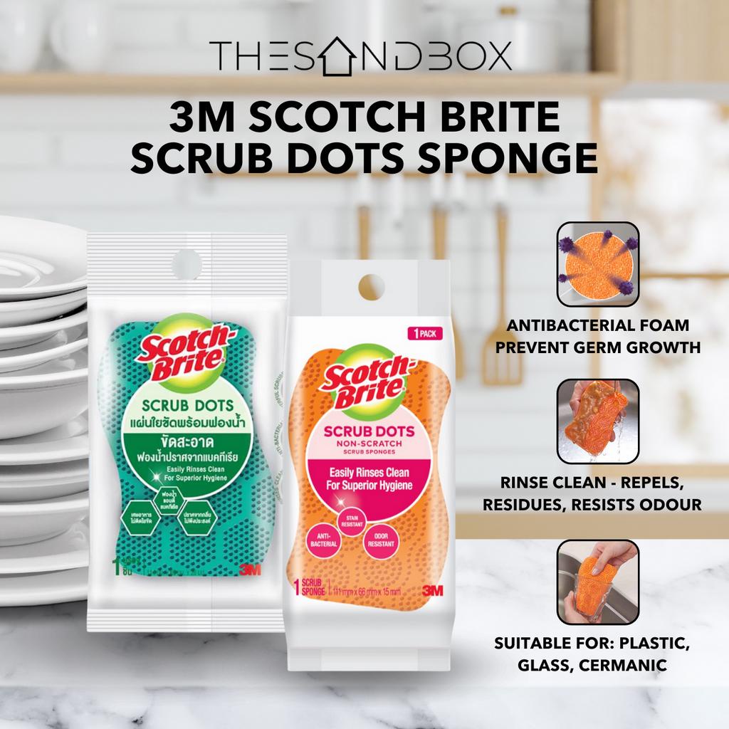 3M Scotch Brite Scrub Dots Sponge - Non-Scratch, Antibacterial, Stain ...