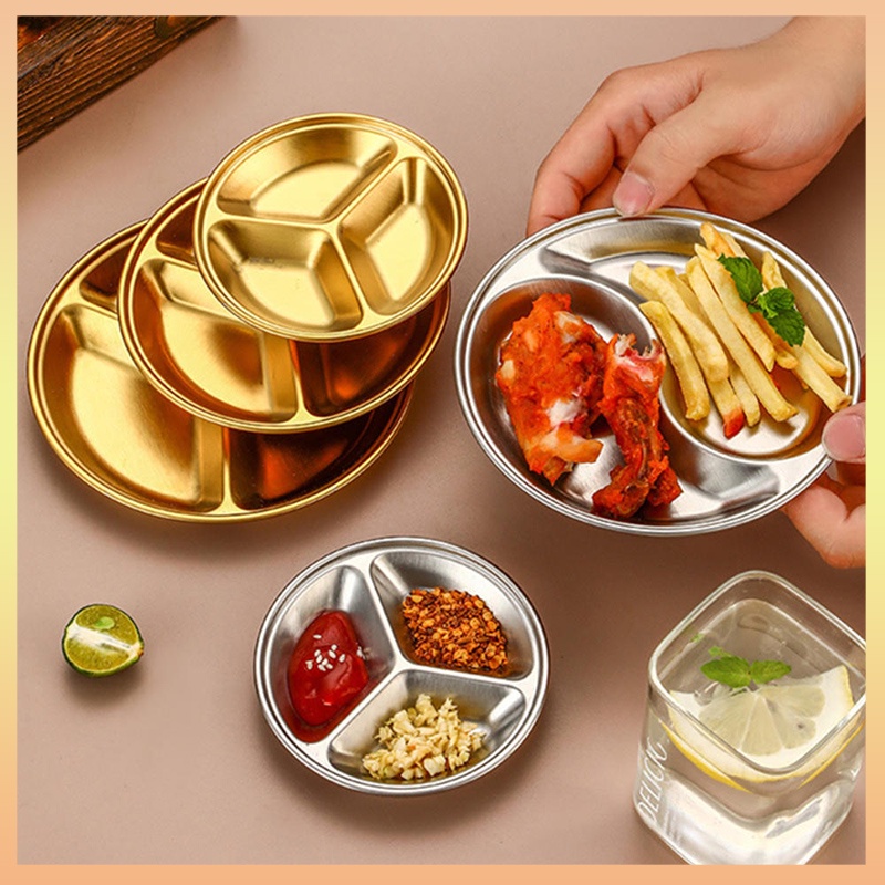 Creative Stainless Steel Circular Partition Plate Korean Barbecue ...