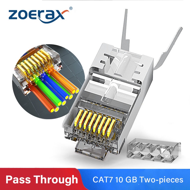 ZoeRax RJ45 Cat8 Cat7 Cat6A Cat6 Pass Through connectors 8P8C 50UM Gold ...