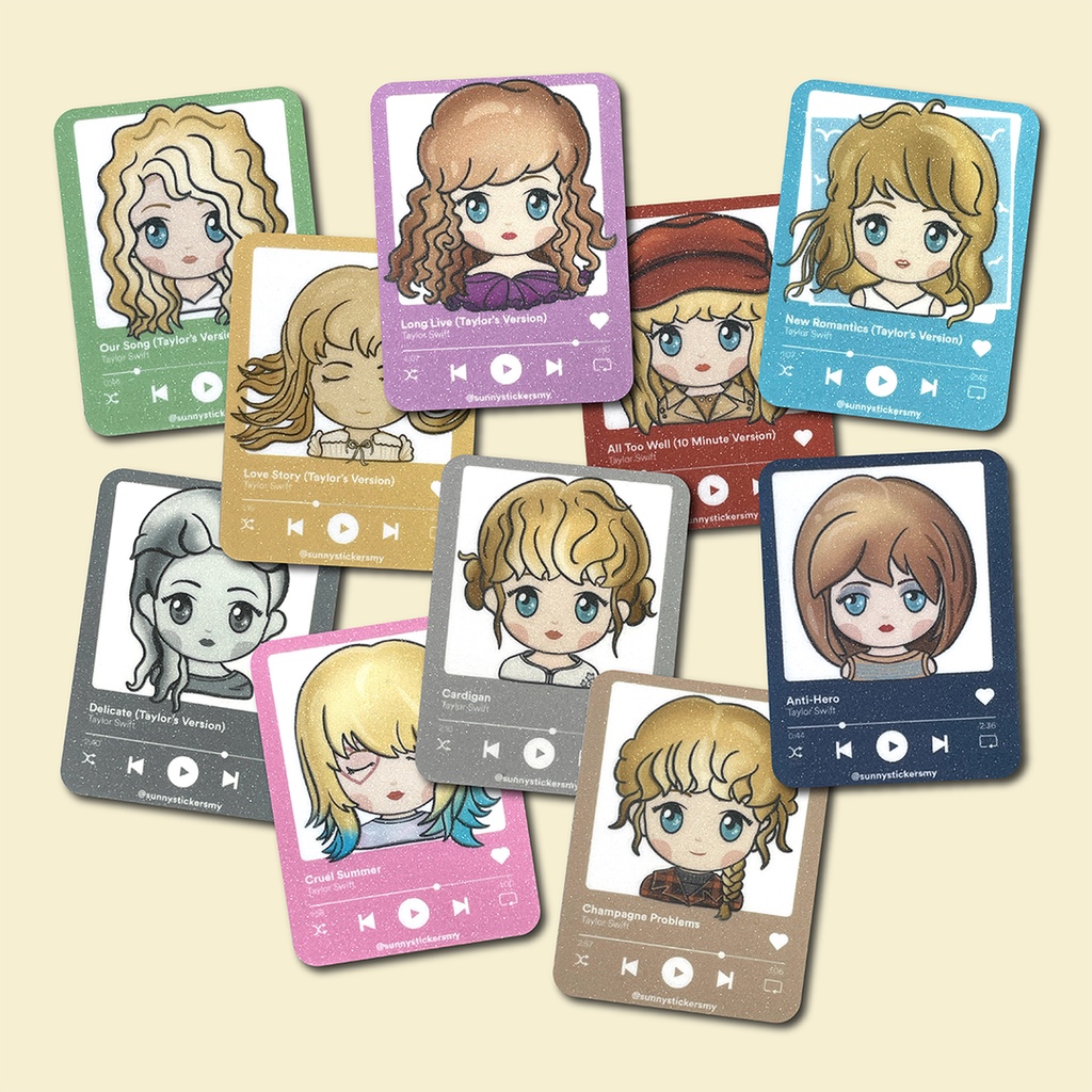 [Glitter Sticker] Taylor Swift's Music Eras (Chibi Version) | Shopee ...