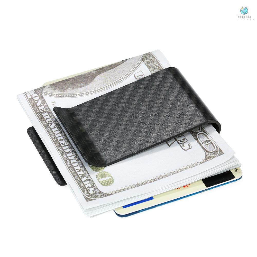 TECHSG Black Carbon Fiber Wallet Money Clip Credit Card Business Card ...