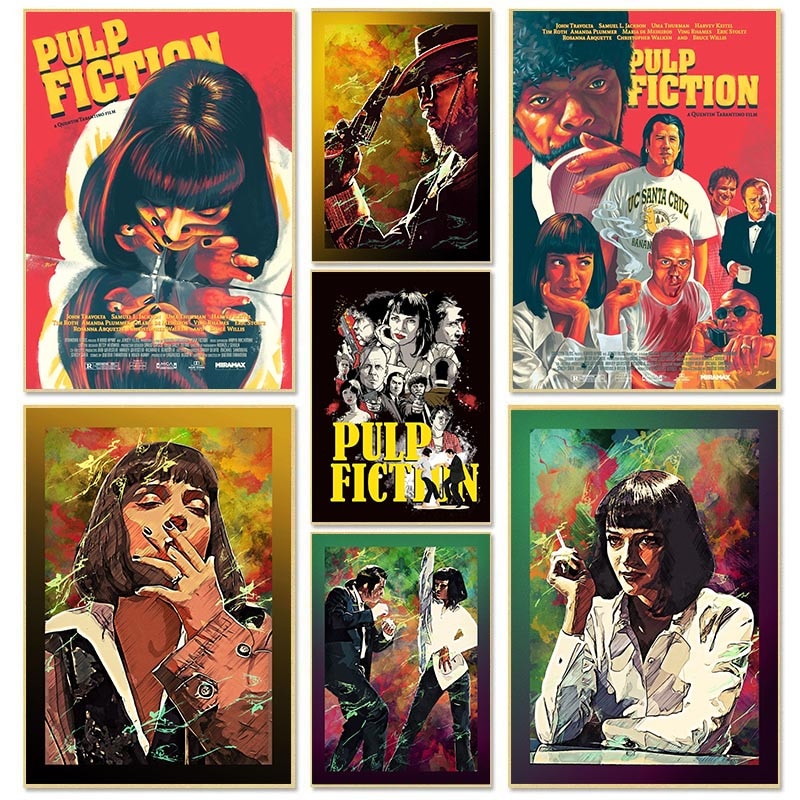 Classic Movie Posters Pulp Fiction Characters Retro Canvas Painting ...