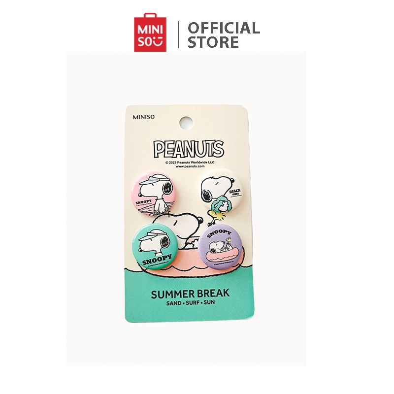 MINISO Snoopy Summer Travel Collection Badge (4 Packs) | Shopee Singapore
