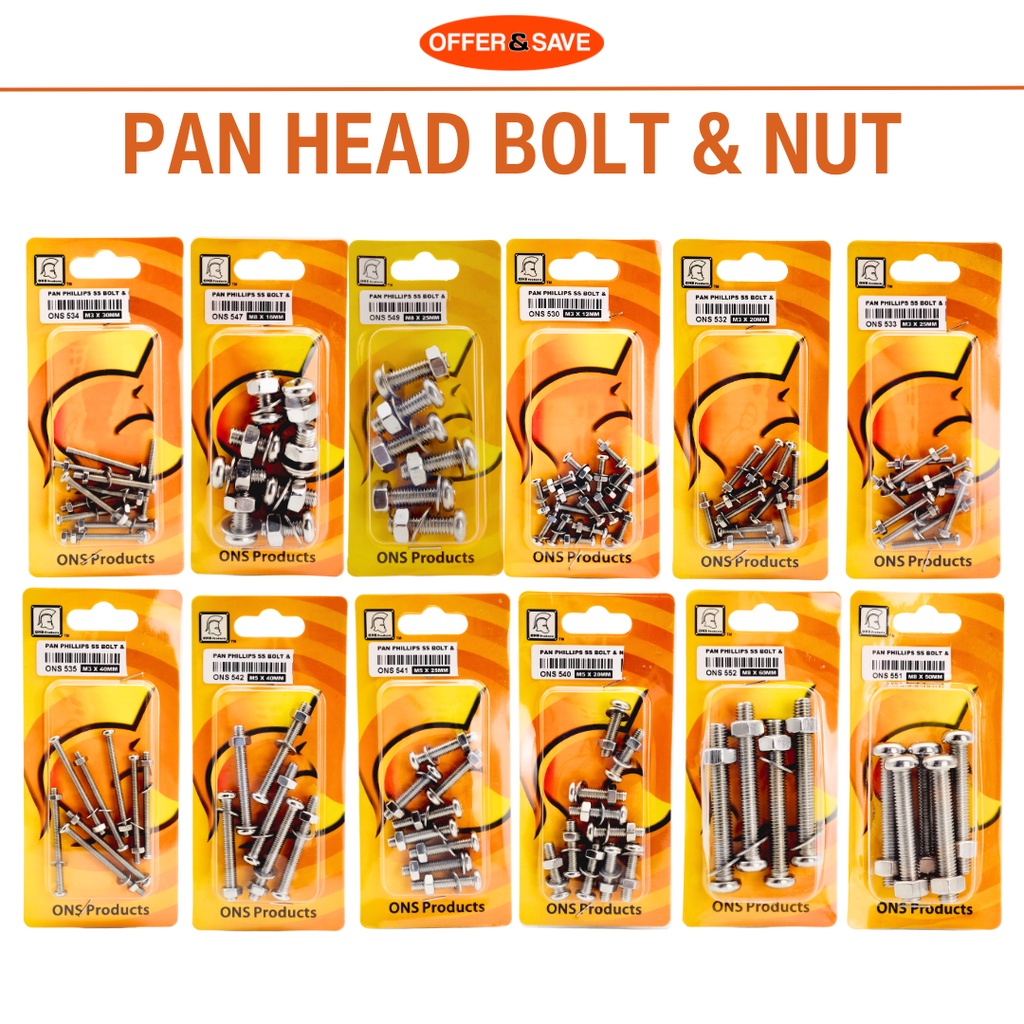 Stainless Steel Philips Pan Head Bolt And Nut DIY | Shopee Singapore