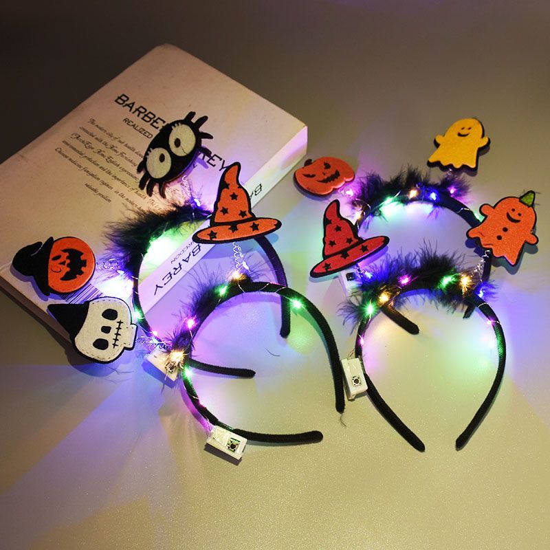Halloween luminous headband headdress adult children's pumpkin hat hair ...