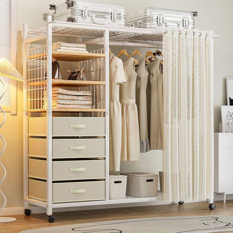 Simple Wardrobe Steel Wood Combination Wardrobe Wardrobe with Drawer ...