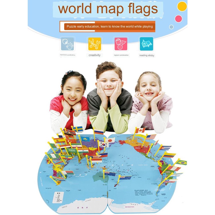 Map and Flags World Map with Countries Flags for Kids Learning ...