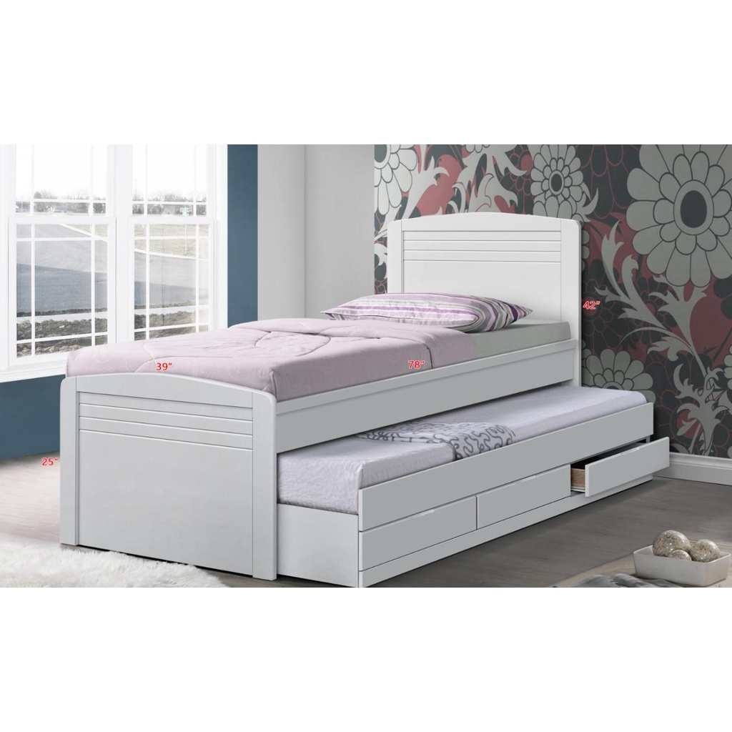 Single Bed With Pull Out Single 3 Drawers / Super Single Bed With Pull ...