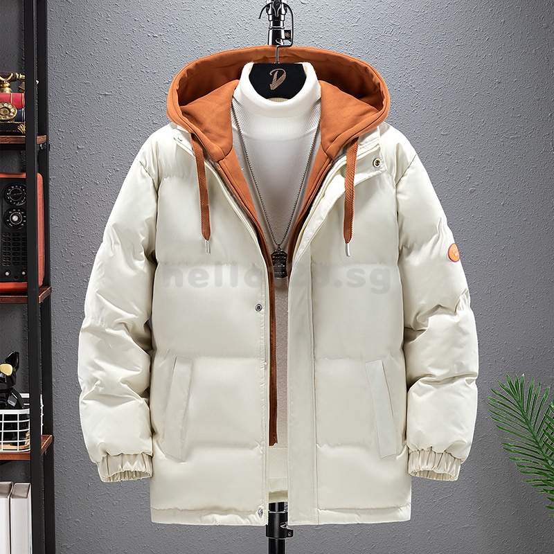 Fashion Winter Jacket Mens Harajuku Solid Parkas Thick Warm Coats Male ...