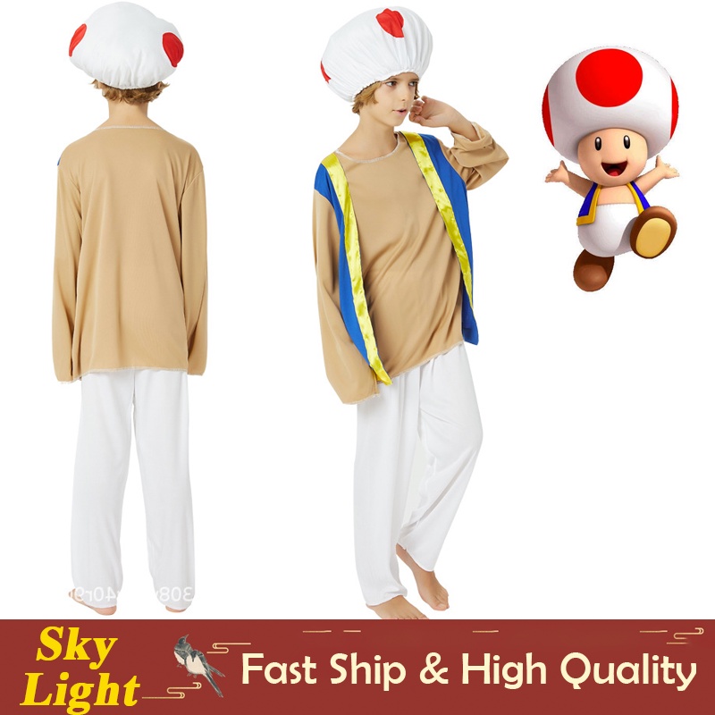 Super Mario Bros Toad Cosplay Costume For Kids Boy Halloween Christmas ...