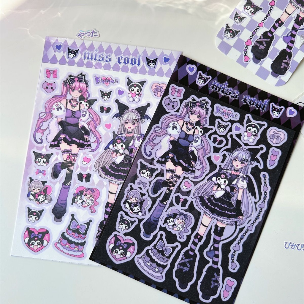 Purple Pink Kuromi Sticker Sweet Cool Style Character Cuckoo Card ...