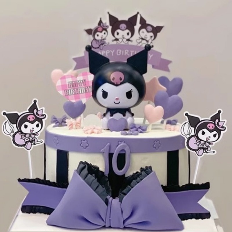 Kuromi Theme Cake Topper Cartoon Sanrio Theme Birthday Topper Cake ...