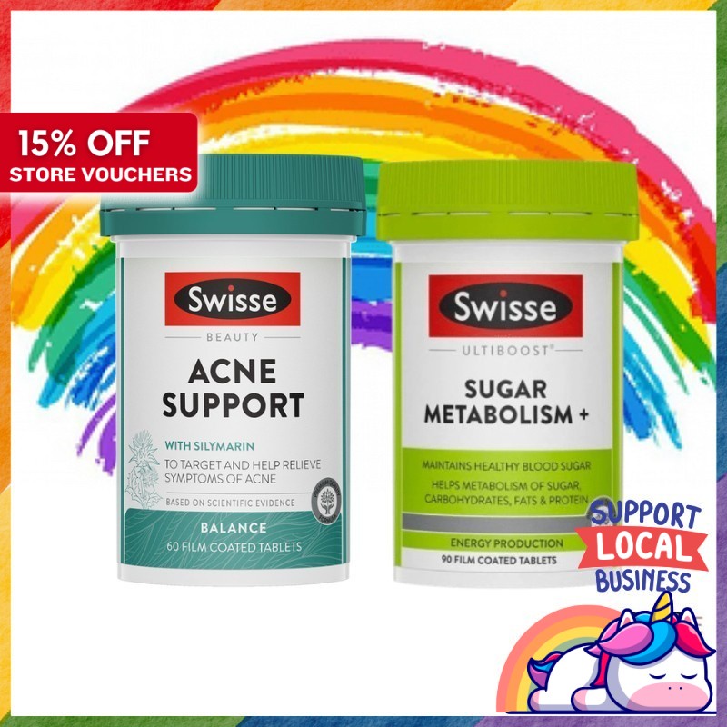 [Crazy Sale] Swisse Acne Support | Swisse Sugar Metabolism (Skin Repair, Acne Supplement, Acne ...