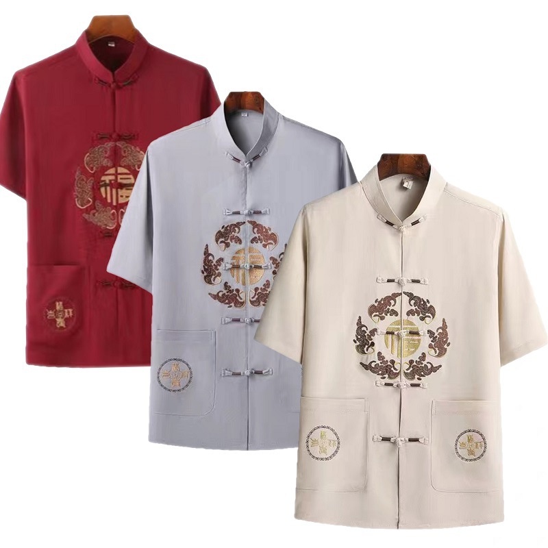 ROCKYSTUDIO High Quality Ready Stock Men Man Cheongsam Short Sleeve ...