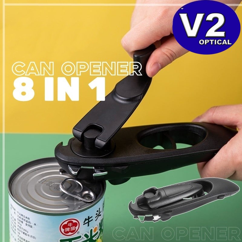 8 in 1 Can Opener with Rotary Handle Multifunction Tin Lid Canned ...