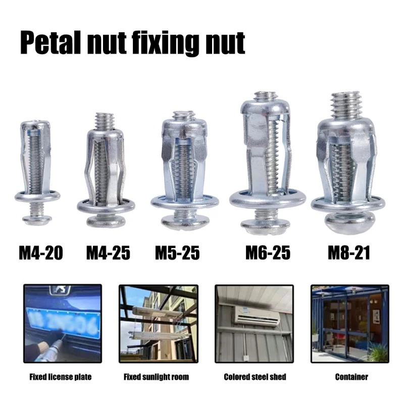 4 Pcs M4 M5 M6 M8 Petal Rivet Nut Kit Car Number Plate Metal Clip Clamp ...